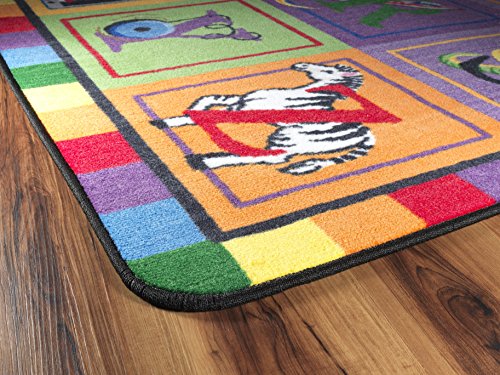 Flagship Carpets ABC Letter Blocks Area Rug for Children's Classroom Floor Mat, Play Room Carpet and General Educational Activities, 7'6" x 12', Multi-Color