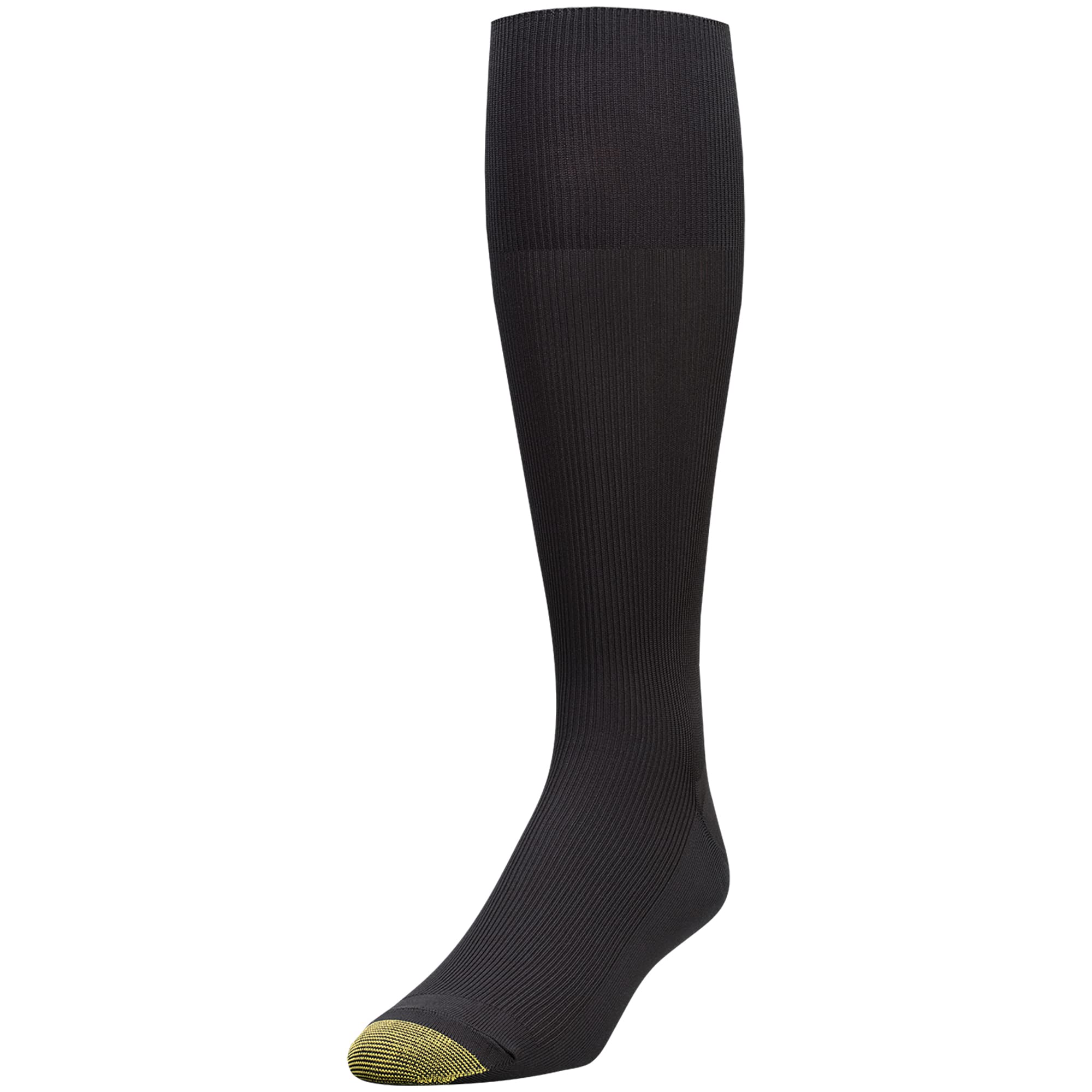 GOLDTOE Men's Metropolitan Over-The-Calf Dress Socks, 3-Pairs, Black, Large
