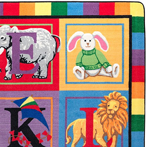 Flagship Carpets ABC Letter Blocks Area Rug for Children's Classroom Floor Mat, Play Room Carpet and General Educational Activities, 7'6" x 12', Multi-Color