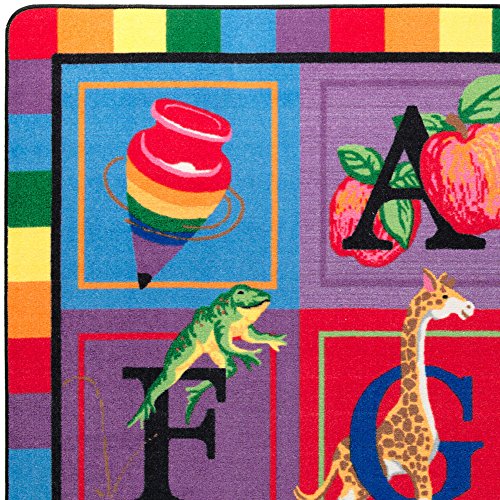 Flagship Carpets ABC Letter Blocks Area Rug for Children's Classroom Floor Mat, Play Room Carpet and General Educational Activities, 7'6" x 12', Multi-Color