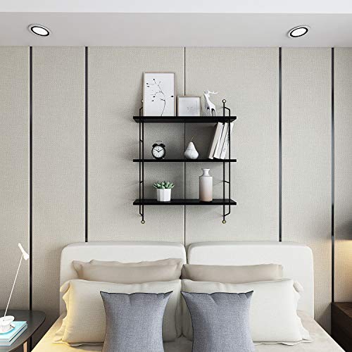 Homdox 3-Tier Industrial Floating Shelves Wall Mounted Display Wall Shelf Storage Rack Wall Rack Holder Rack