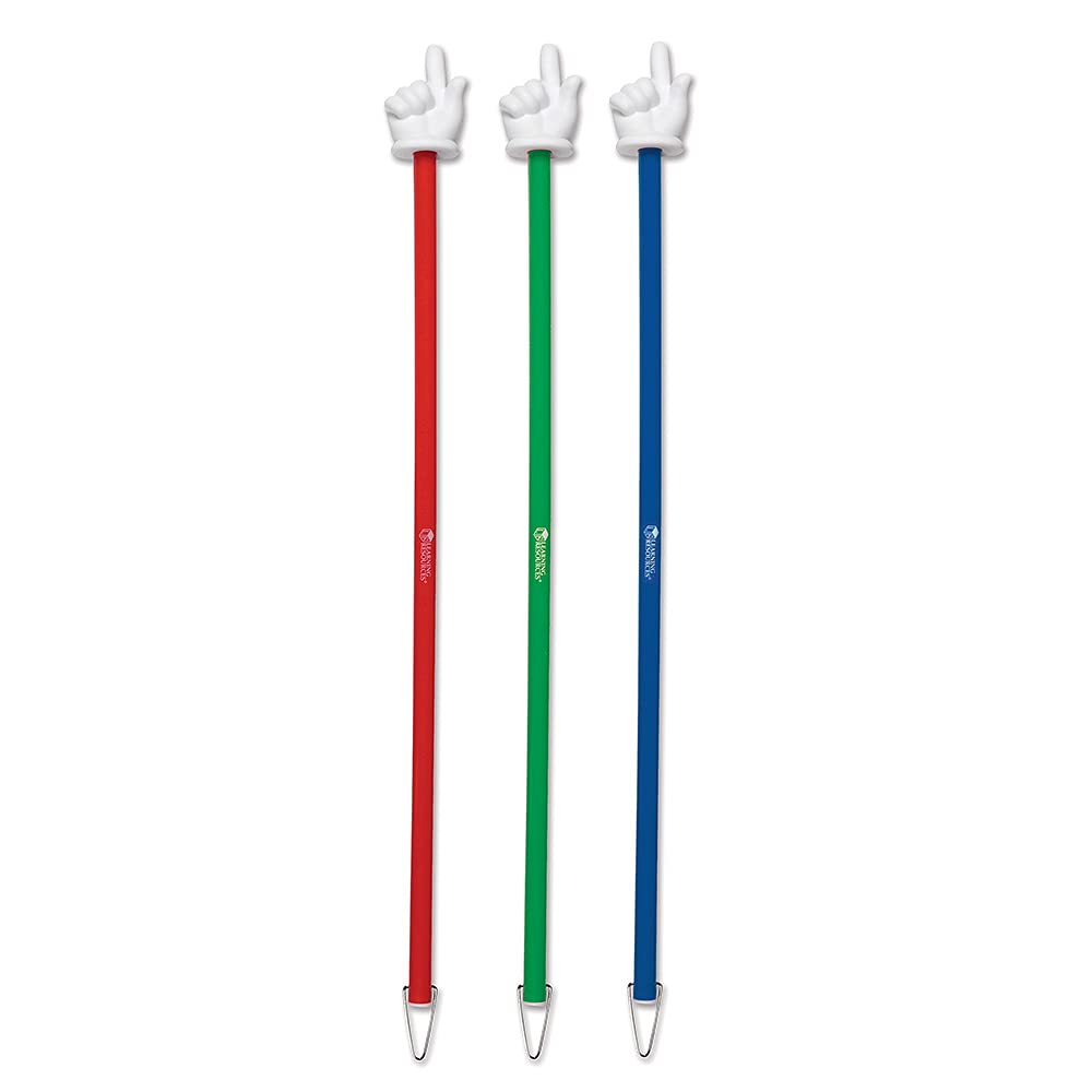 Learning Resources 24-Inch Hand Pointers, Whiteboards, Presentation, Classroom Accessories, Teacher Aids, Set of 3, Grades PreK+, Ages 3+