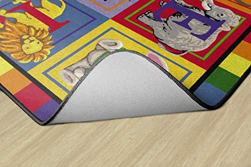 Flagship Carpets ABC Letter Blocks Area Rug for Children's Classroom Floor Mat, Play Room Carpet and General Educational Activities, 7'6" x 12', Multi-Color