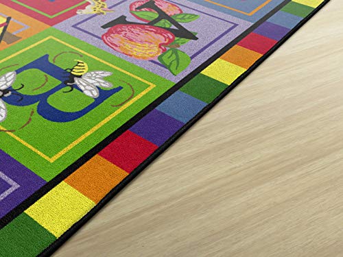 Flagship Carpets ABC Letter Blocks Area Rug for Children's Classroom Floor Mat, Play Room Carpet and General Educational Activities, 7'6" x 12', Multi-Color