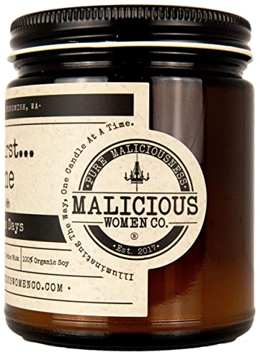 Malicious Women Candle Co - But First.Wine, Cabernet All Day (Sweet Red Wine) Infused with Long-Ass Days, All-Natural Soy Candle, 9 oz