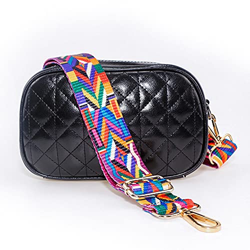 Wide Shoulder Strap Replacement Crossbody Bag Removable Guitar Style Multicolor Canvas Crossbody Strap for Handbags
