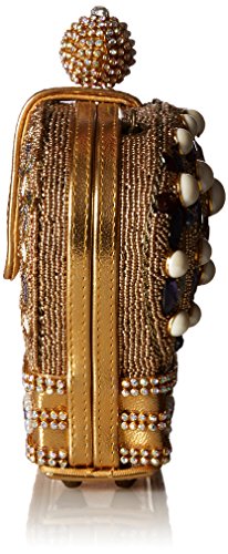 Mary Frances Queendom Beaded Jeweled Royal Crown Shoulder Handbag Purse, Gold