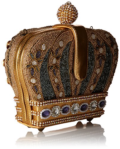 Mary Frances Queendom Beaded Jeweled Royal Crown Shoulder Handbag Purse, Gold
