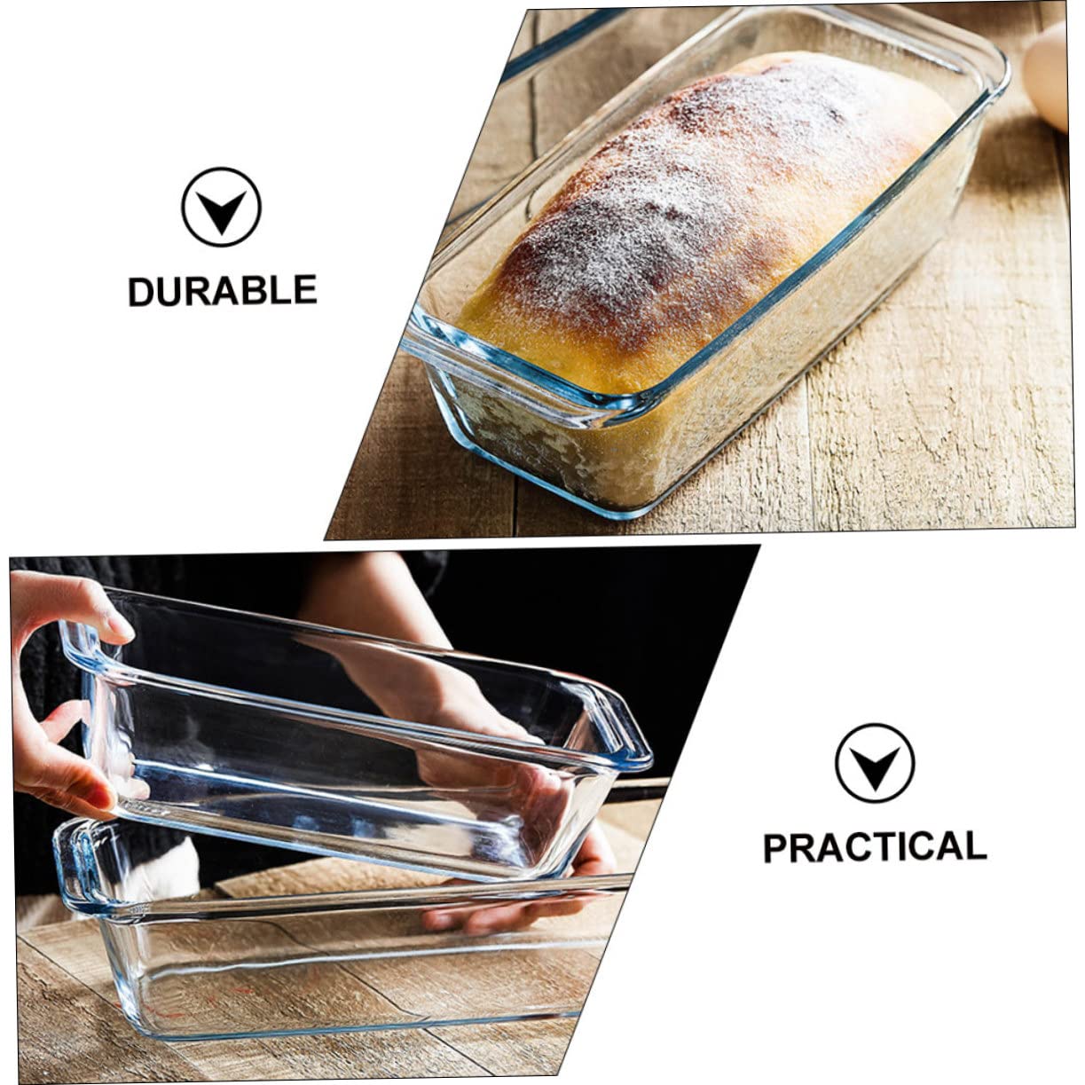 Cabilock Tempered Glass Plate Baking Pan Rectangular Cake Plate Glass Salad Dish Food Serving Plate Dishwasher Safe Easy to Clean