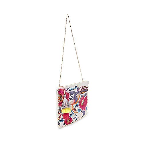 Steve Madden Breza Colorful Embroidered Large Clutch Crossbody, Natural/Multi
