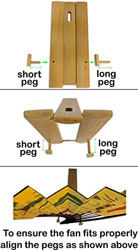 C&K Solutions Bamboo Tripod Folding Fan Stand Wall Mount; Sturdy Display Base; Large Japanese Hand Held Fan Holder