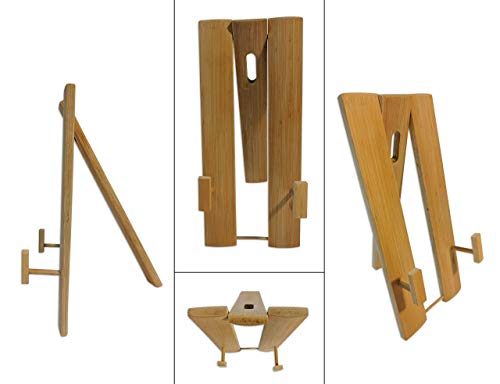 C&K Solutions Bamboo Tripod Folding Fan Stand Wall Mount; Sturdy Display Base; Large Japanese Hand Held Fan Holder