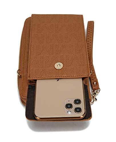 MKF Crossbody Cellphone Handbag for Women Wallet Purse β PU Leather Multi Pockets Clutch Bag, Wristlet Strap Beige