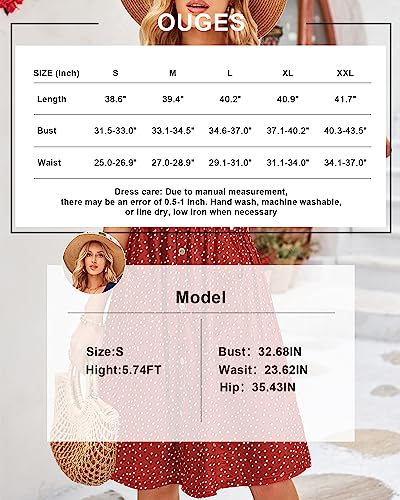OUGES Casual Summer Short Sleeve V Neck Hawaiian Tropical Dresses 2025 Button Up Midi Dress for Women with Pockets(Green Floral08,M)