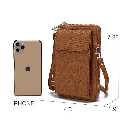 MKF Crossbody Cellphone Handbag for Women Wallet Purse β PU Leather Multi Pockets Clutch Bag, Wristlet Strap Beige