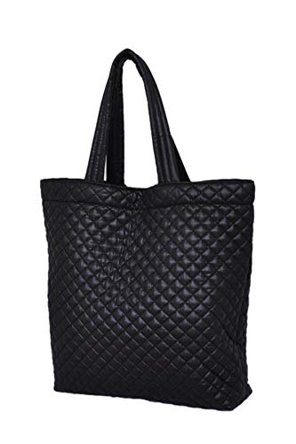 CLARANY Comfortable light weight quilted Market Tote water repellent Color Black