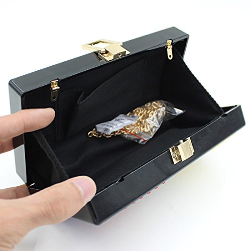 YYW Love Acrylic Clutch, Acrylic Box Evening Clutch Bag Purse Handbag for Women Wedding Party Cocktail Handbag (Black)