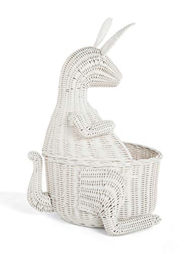 Kangaroo Wicker Storage Basket, White