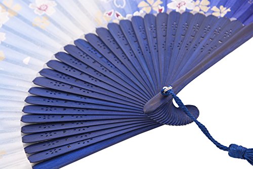 Amajiji® Charming Elegant Modern Woman Handmade Bamboo Silk 8.27" (21cm) Folding Pocket Purse Hand Fan (CZT-08)