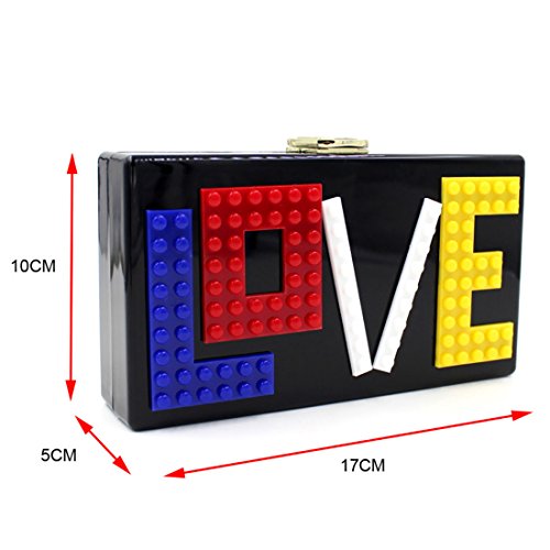 YYW Love Acrylic Clutch, Acrylic Box Evening Clutch Bag Purse Handbag for Women Wedding Party Cocktail Handbag (Black)