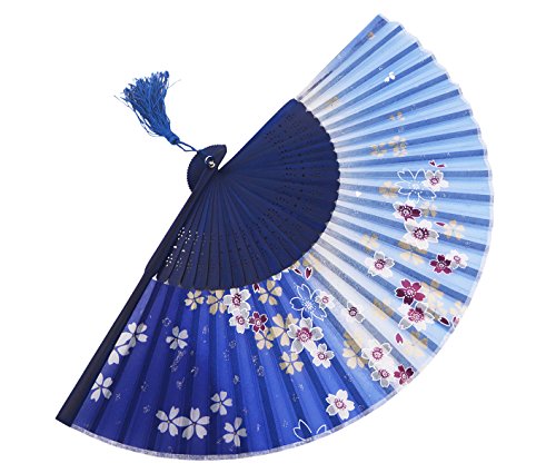 Amajiji® Charming Elegant Modern Woman Handmade Bamboo Silk 8.27" (21cm) Folding Pocket Purse Hand Fan (CZT-08)