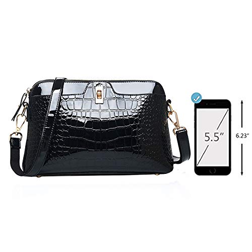 Goclothod Handbag Women Alligator Shoulder Bag Patent Leather Tote Purse