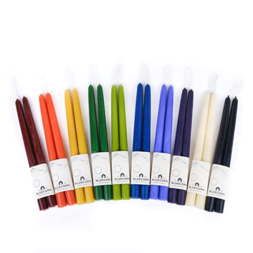 Bluecorn Beeswax 100% Pure Beeswax Taper Candles, Pair (2 Candles) (Raw, 8")
