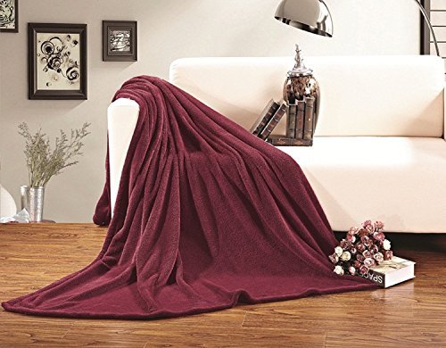 Elegant Comfort Ultra Super Soft Fleece Plush Luxury Blanket King/Cal King Burgundy