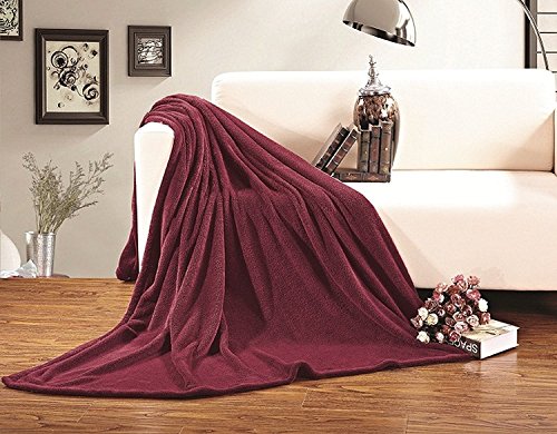 Elegant Comfort Ultra Super Soft Fleece Plush Luxury Blanket King/Cal King Burgundy