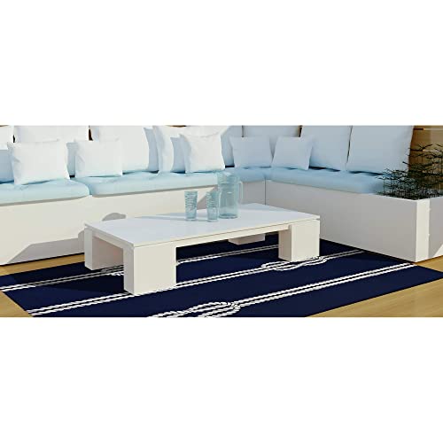 Liora Manne Capri Indoor Outdoor Rug - Nautical, Coastal Beach Theme, Tropical Décor, Comfortable & Durable, UV Stabilized, Stain Resistant Rug, Ropes Navy, 1'8" x 2' 6"