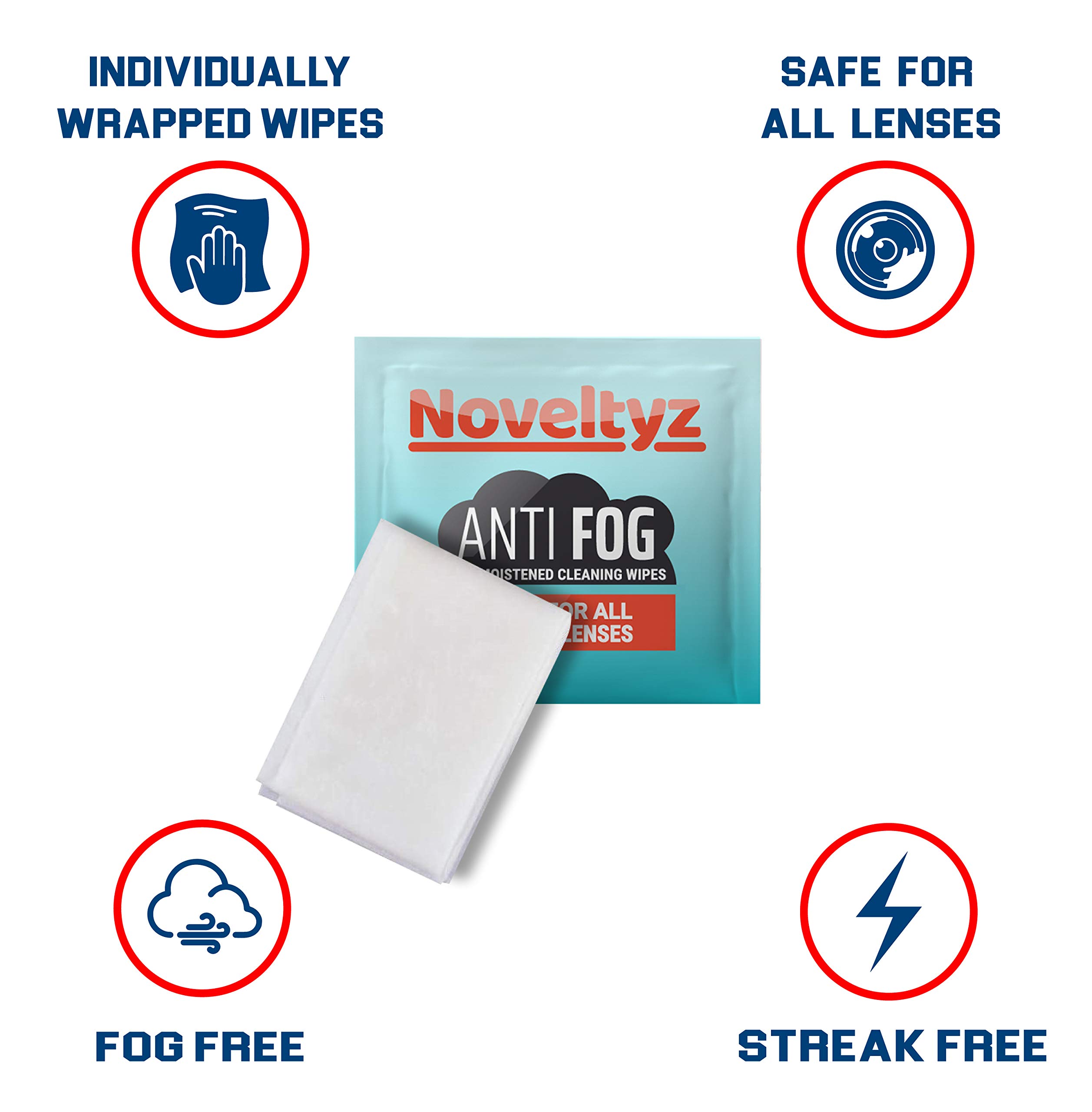 Eyewear Lens Anti Fog Wipes Cleansing Pre-Moistened 200 Individually Wrapped Cloths Wipe Cleaner Safely Cleans Eyeglasses Sunglasses Screens Electronics Computer Moniters Camera Lenses Cleaning Wipes