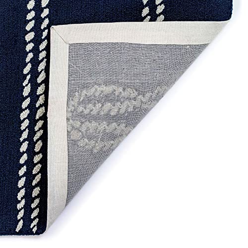 Liora Manne Capri Indoor Outdoor Rug - Nautical, Coastal Beach Theme, Tropical Décor, Comfortable & Durable, UV Stabilized, Stain Resistant Rug, Ropes Navy, 1'8" x 2' 6"