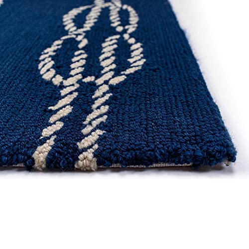 Liora Manne Capri Indoor Outdoor Rug - Nautical, Coastal Beach Theme, Tropical Décor, Comfortable & Durable, UV Stabilized, Stain Resistant Rug, Ropes Navy, 1'8" x 2' 6"