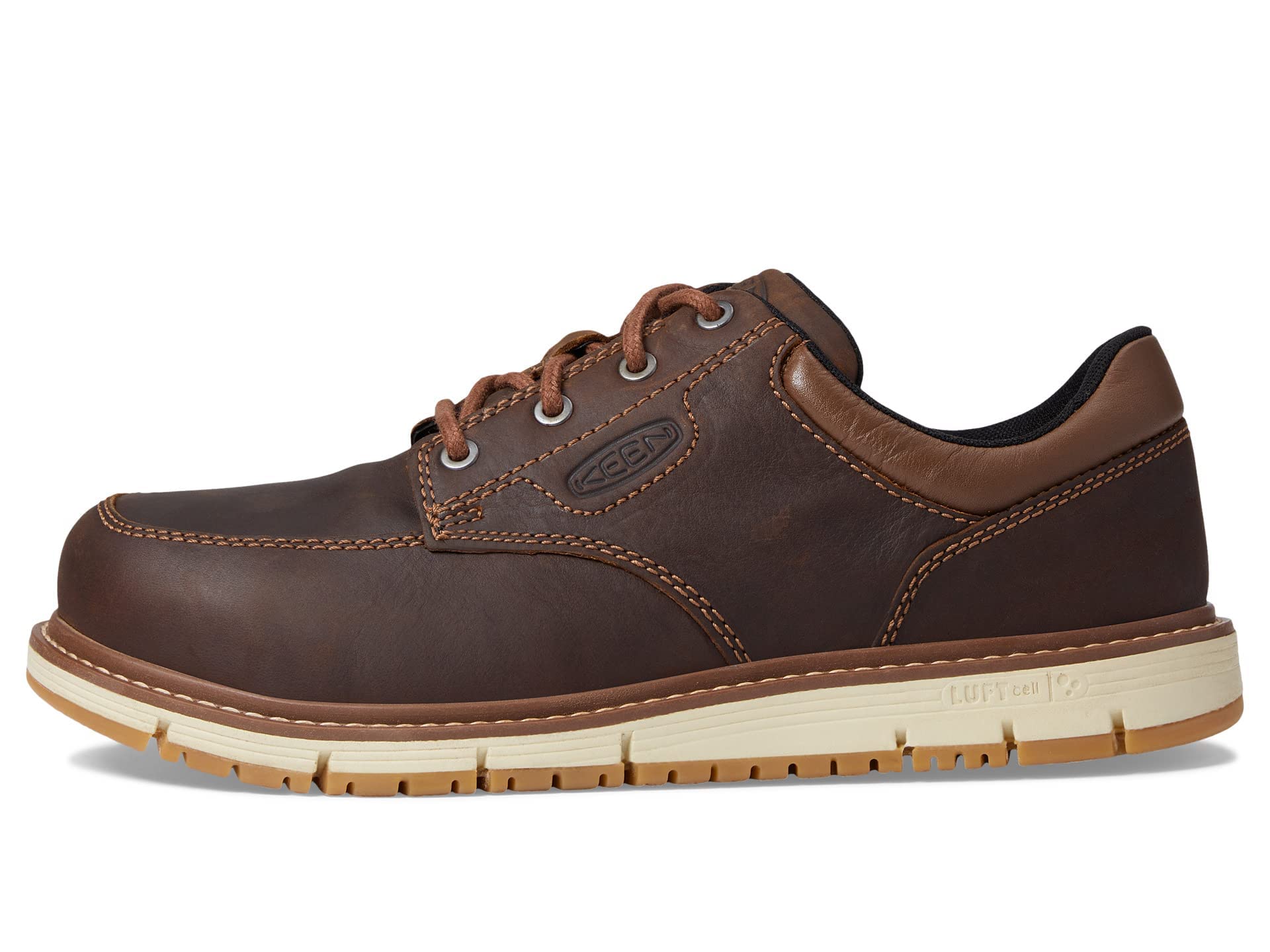 KEEN Utility Men's San Jose Oxford Low Alloy Toe Industrial Wedge Work Shoes, Gingerbread/Off White, 7.5 Wide