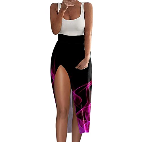 Summer Casual Women's Dresses Ruffle Hem A-line Casual Mini Dress Floral Print Crewneck Sleeveless Dress