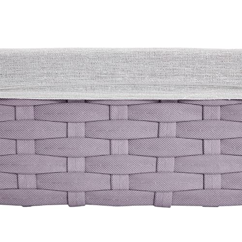 5 Piece Set Woven Nesting Storage Baskets, Decorative Wicker Bins for Organizing, Lavender (3 Sizes)