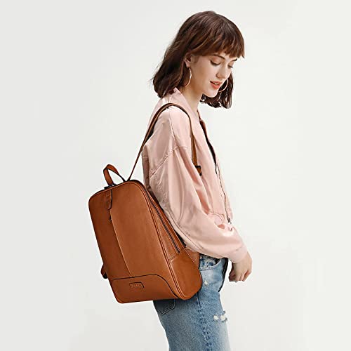 S-ZONE Women Genuine Leather Backpack Purse Travel Handbag College Bookbag Medium