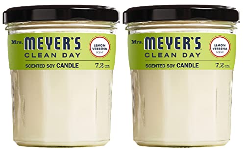 Mrs. Meyer's Clean Day Scented Soy Candle, Lemon Verbena Scent, 7.2 ounce candle (Pack of 2)