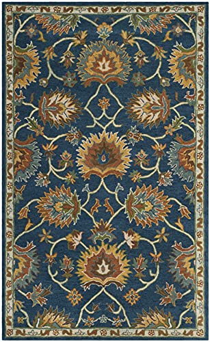 SAFAVIEH Heritage Collection 5' x 8' Navy HG654A Handmade Traditional Oriental Premium Wool Area Rug