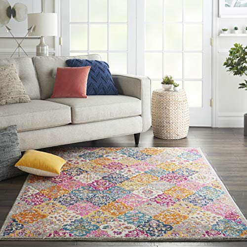 Nourison Passion Bohemian Multicolor 5'3" x 7'3" Area -Rug, Easy -Cleaning, Non Shedding, Bed Room, Living Room, Dining Room, Kitchen (5x7)