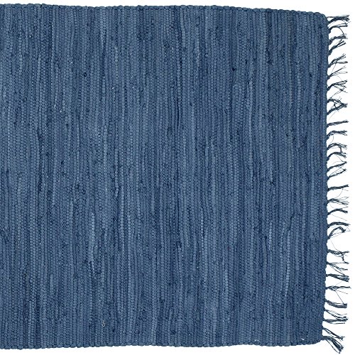 Bristol Blue Hand Woven Rag Rug, 24 inches x 36 inches, 100% Cotton