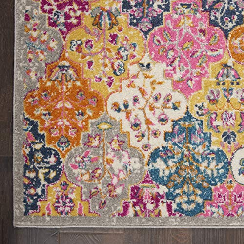 Nourison Passion Bohemian Multicolor 5'3" x 7'3" Area -Rug, Easy -Cleaning, Non Shedding, Bed Room, Living Room, Dining Room, Kitchen (5x7)