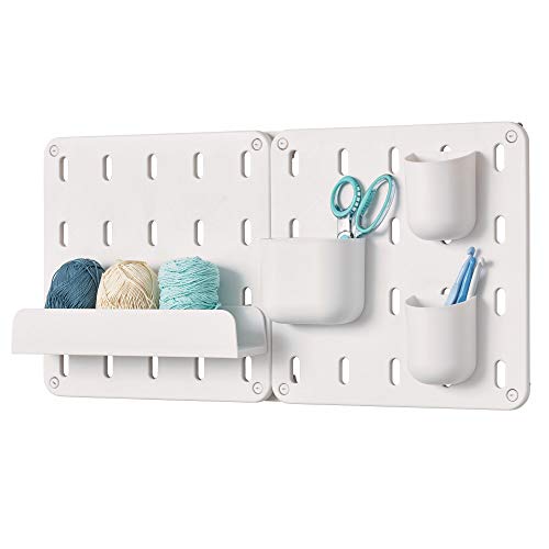 iDesign Cade BPA-Free Plastic Modular Hanging Pegboard Organizer Storage Cup, 3.2" x 3.04" x 4", Matte White