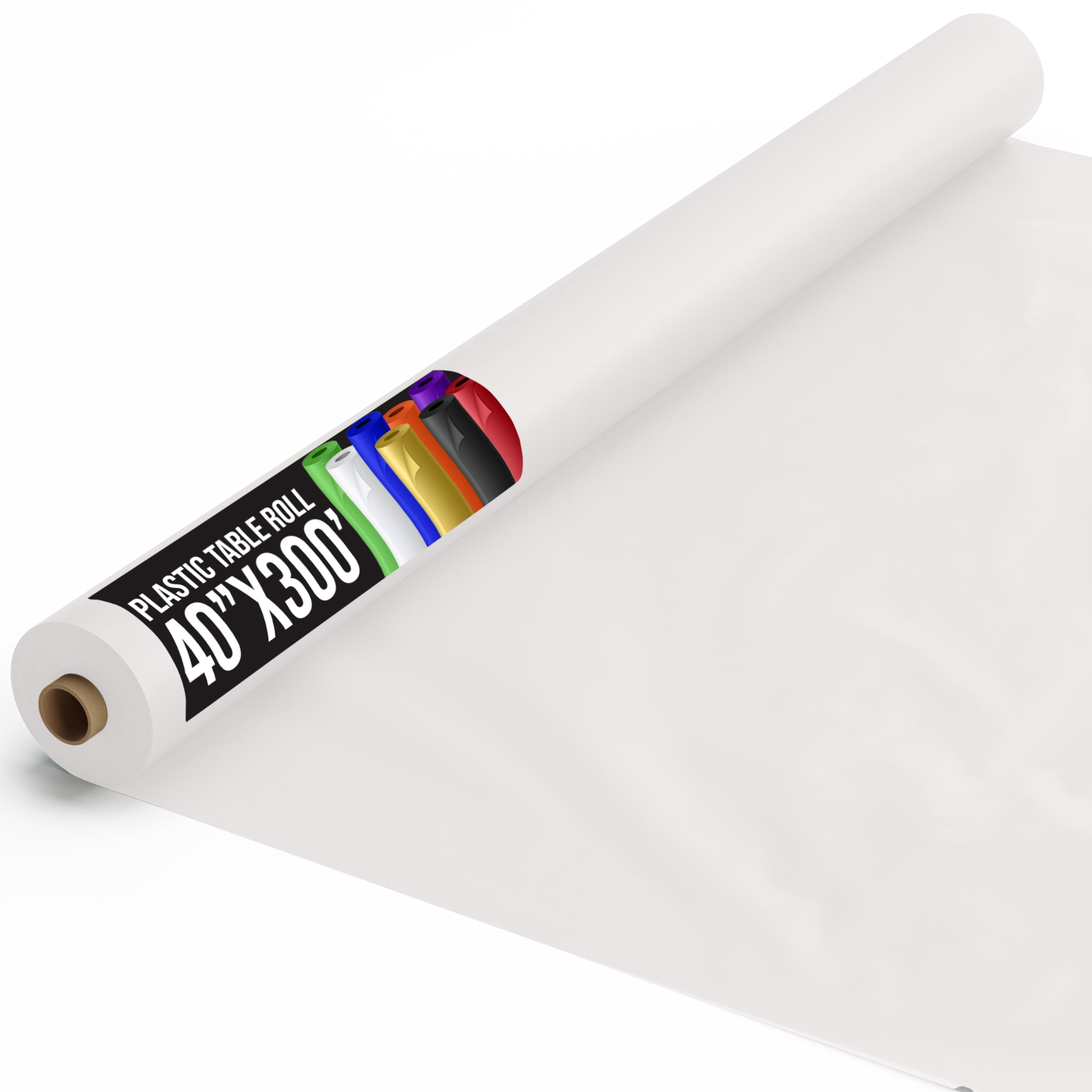 Premium Quality Plastic Table Cover Banquet Rolls 40" X 300' (White)