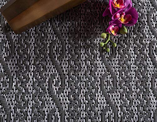 Unique Loom Modern Collection Distressed, Stripes, Helix, Vintage, Indoor and Outdoor Area Rug, 6 ft x 9 ft, Gray/Light Gray