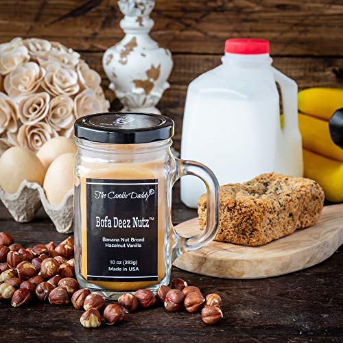 The Candle Daddy- Bofa Deez Nutz Candle - Banana Nut Bread, Hazelnut Scented Double Layer Candle - 10 oz Mason Jar Candle - Funny Gag Joke Candle Poured in Small Batches in USA