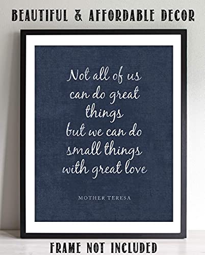 Mother Teresa Quotes Wall Art- “Do Small Things With Love”- 8 x 10" Distressed Art Wall Print- Ready to Frame. Modern Home Décor, Studio & Office Décor. Perfect Gift for Motivation & Inspiration.
