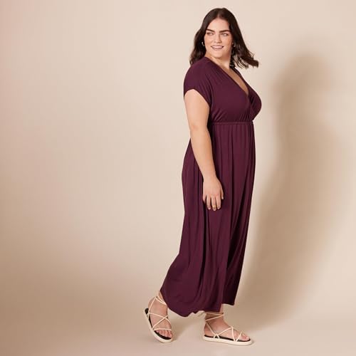 Amazon Essentials Women's Waisted Maxi Dress (Available in Plus Size), Burgundy, 3X