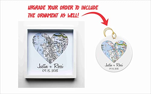First Anniversary Gift Paper Gift Map Heart Framed Art Paper Anniversary 1 Year 1st Anniversary Gift