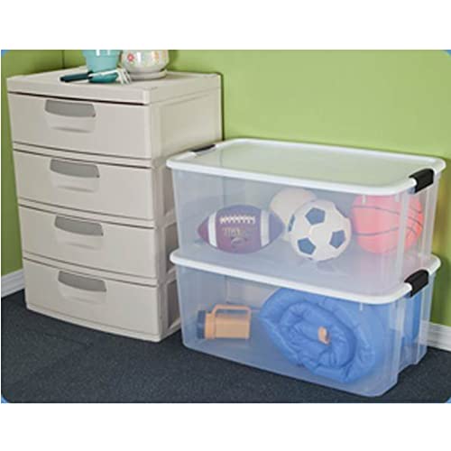 Sterilite 116 Quart and 66 Quart Multipurpose Ultra Storage Tote Box Storage Containers for Home or Office Organization, Clear, 4 Pack and 6 Pack